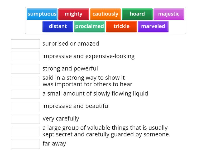 Grade 4 - Module 1 -week 3 - Vocabulary - Kitoto the Mighty - Match up