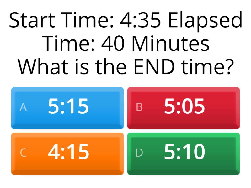 Elapsed Time Review - Quiz