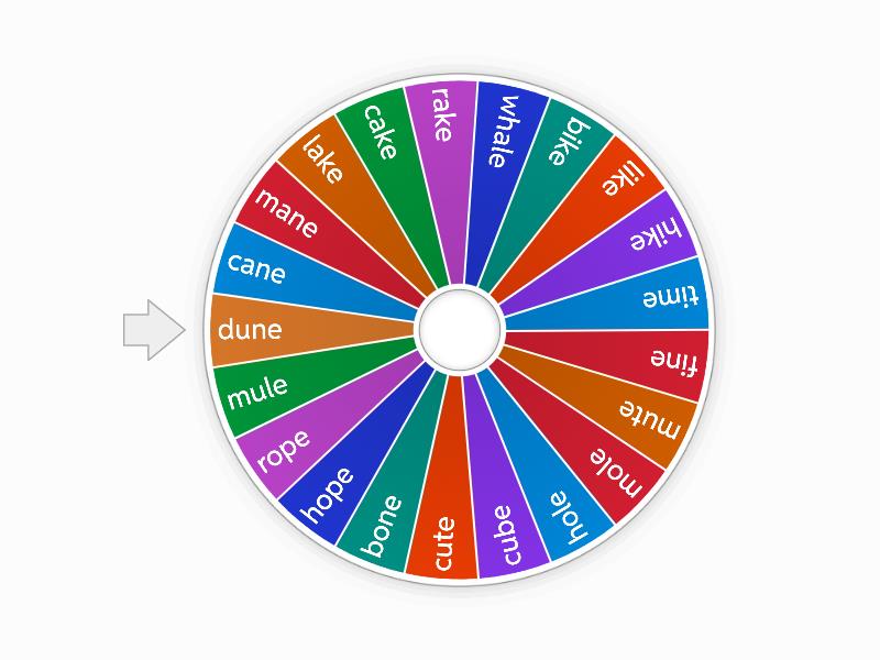 long vowels (silent e) - Spin the wheel