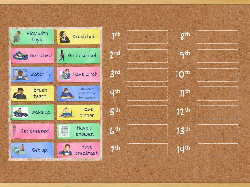 Daily routine - Ordinal Numbers (adapted from Twinkl) - Rank order