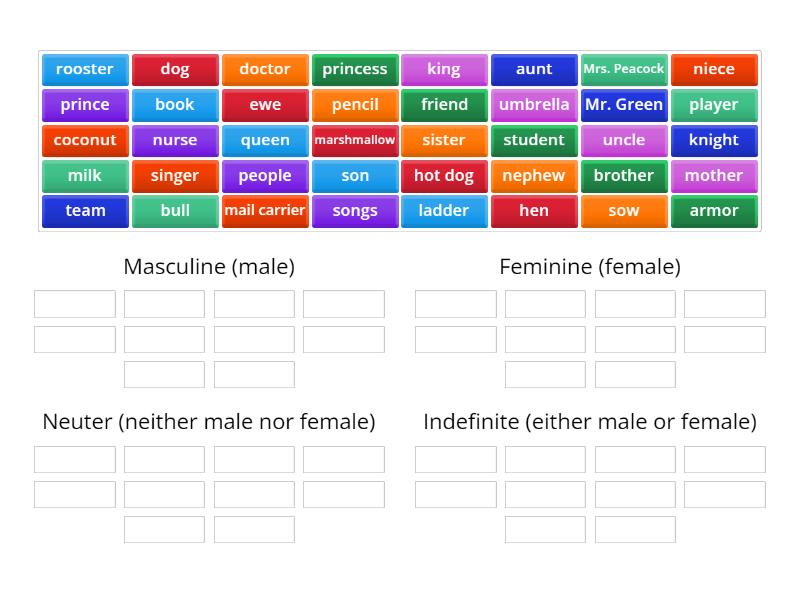 Gender Nouns - Group sort
