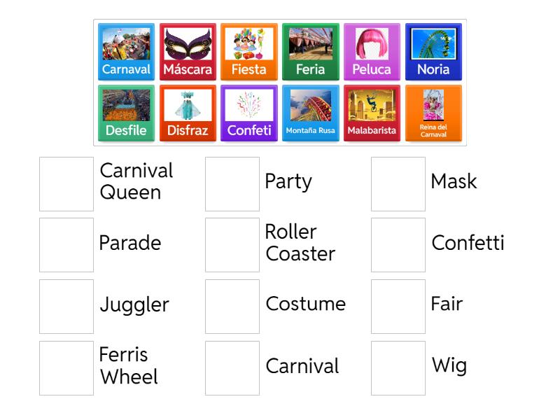 Carnaval vocabulary - Match up