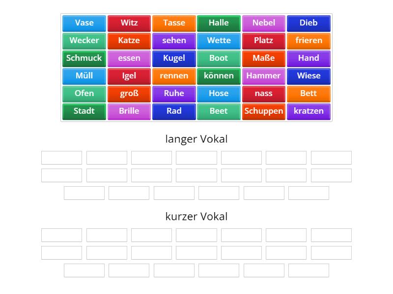 Lange und kurze Vokale - Die richtige Gruppe