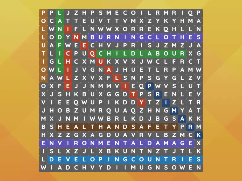 Fast Fashion - Wordsearch