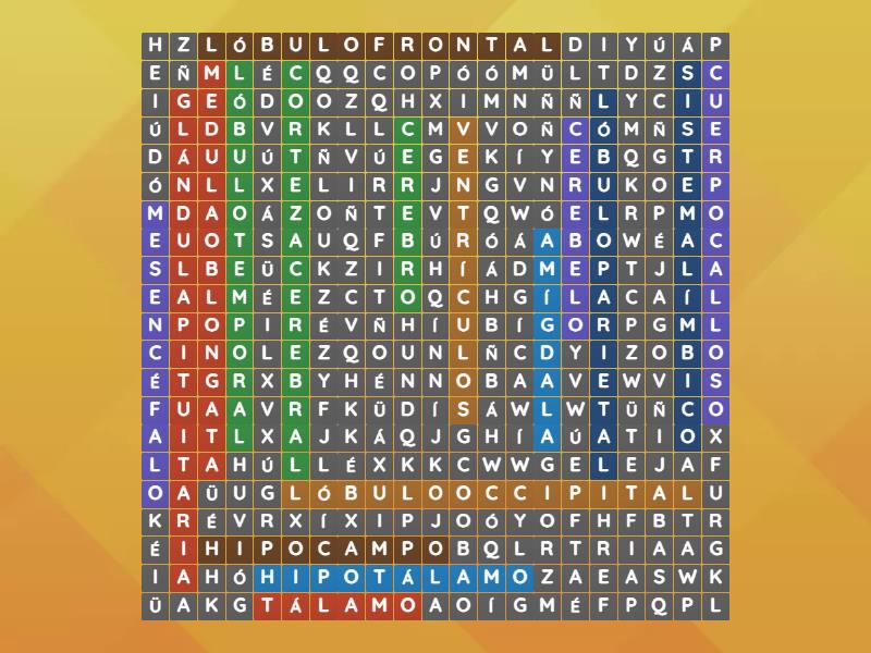 Partes del cerebro - Sopa de letras