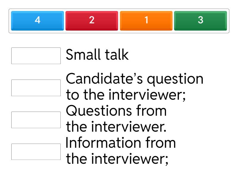 The structure of an interview - Match up