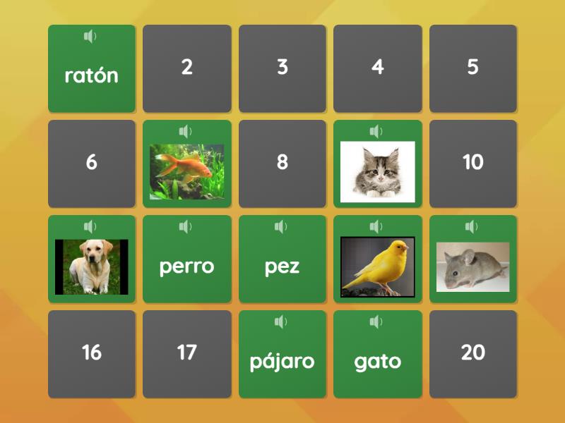 animales memory game - Matching pairs