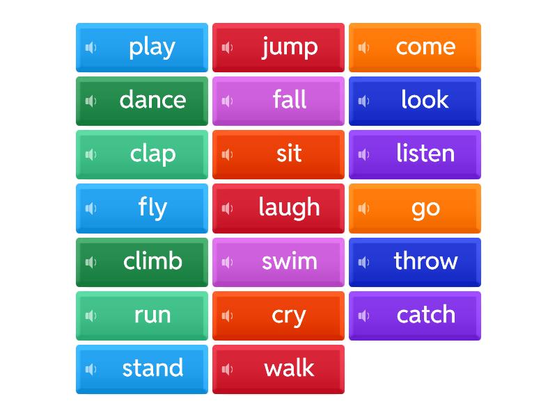 ACTION VERBS -- - Flip tiles