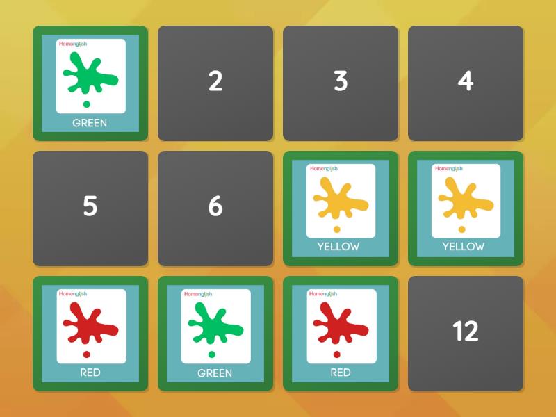 Memory game - COLORS - Matching pairs