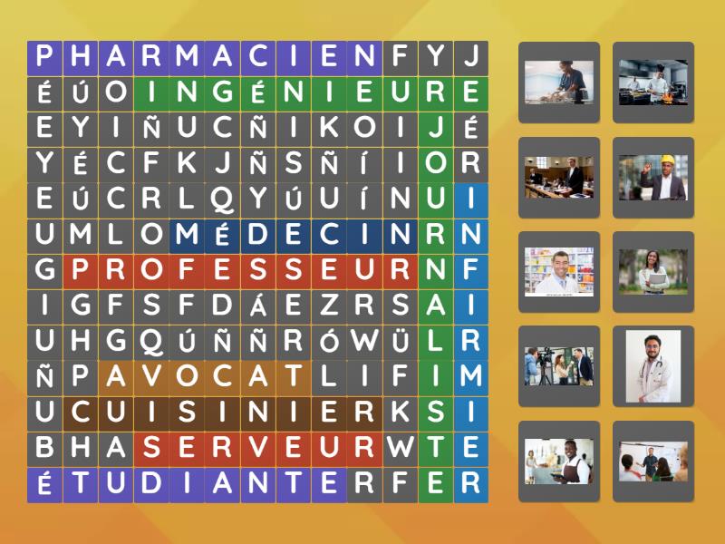 les professions - Wordsearch