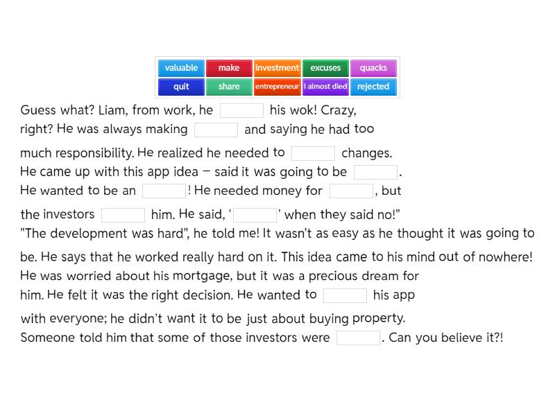 Vocab Revision - Complete the sentence