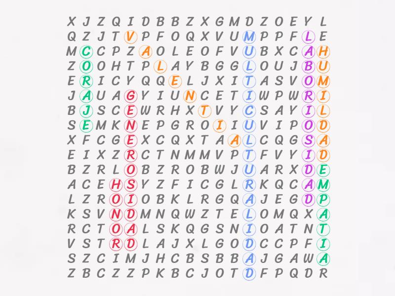 search for vocabulary words - Sopa de letras