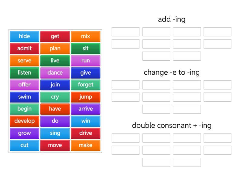 1D -ing spelling - Group sort
