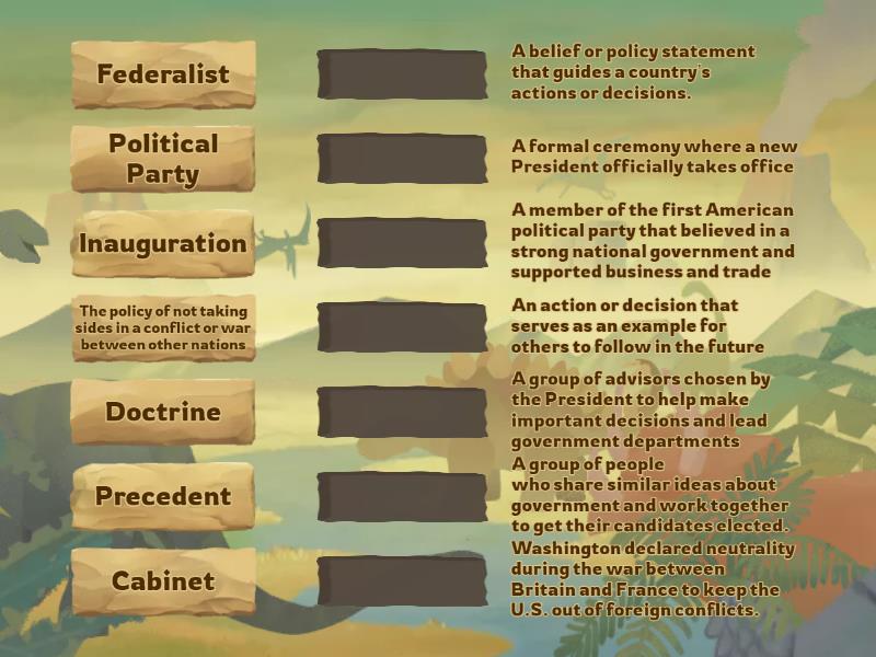 Earliest US President - Vocabulary - Сопоставить