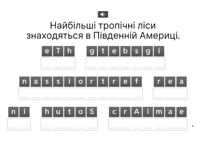 U5 L7-8 ex.3 - rainforest - Anagram