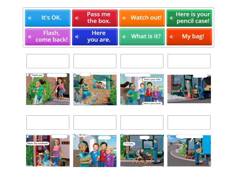 SM 1 Unit 1. Story "Watch out, Flash!" - Match up