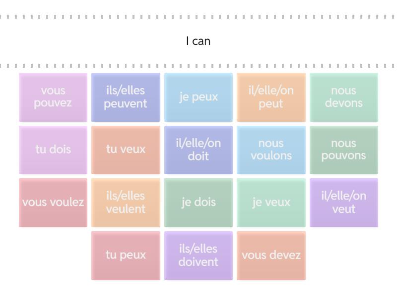 Modal Verbs POUVOIR VOULOIR DEVOIR - Find the match
