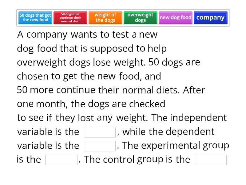 Experimental Design Practice 7/8G - Complete the sentence