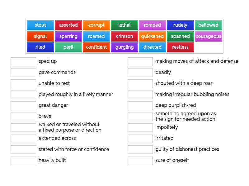 Grammar 6 Fix it Vocab weeks 11-15 - Match up