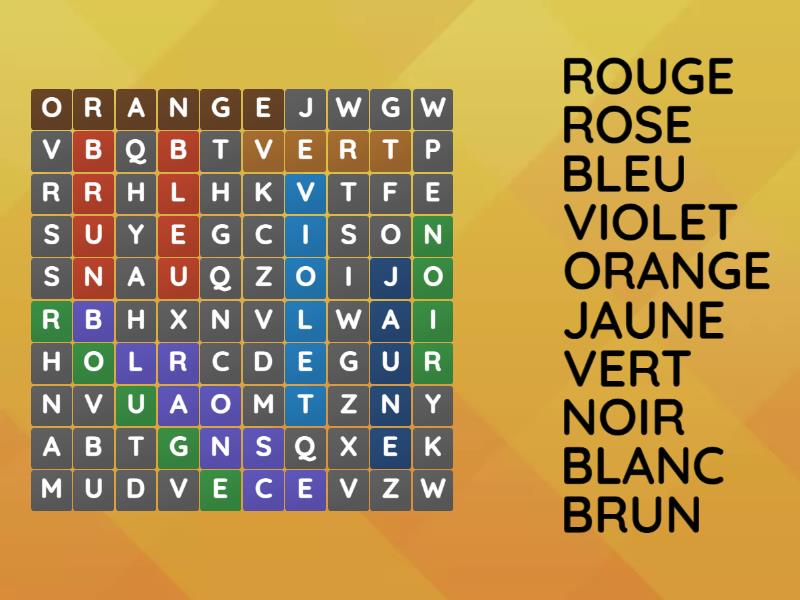 Les couleurs - Wordsearch