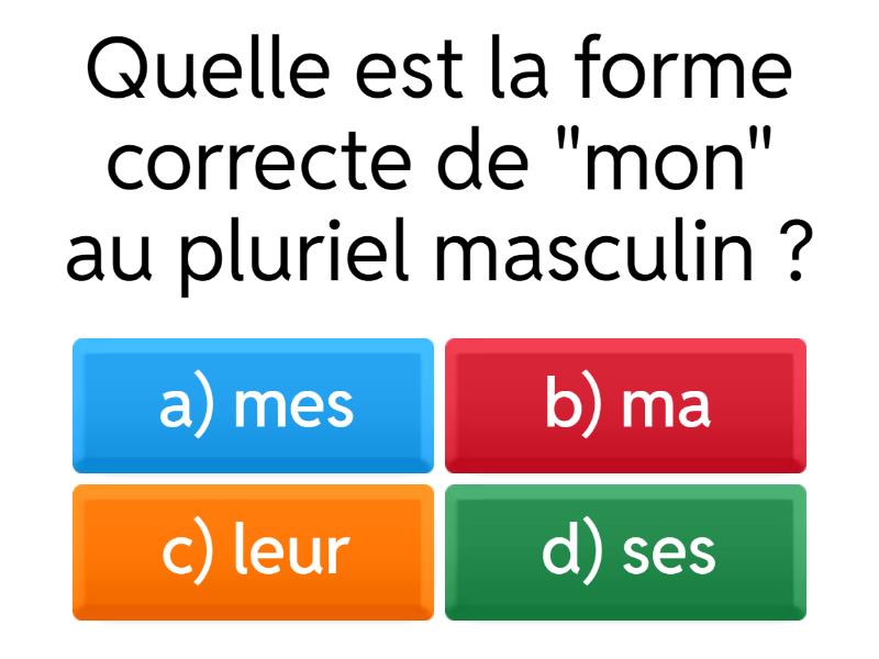 Les adjectifs et pronoms possessif. 1 - Quiz