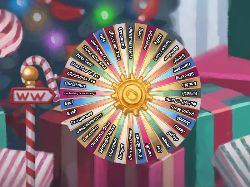 Navidad Bingo - English Words - Spin the wheel