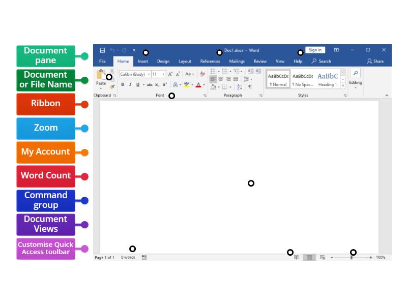 The Word Interface - Labelled diagram
