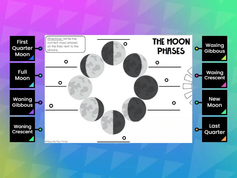 Moon Phases: Labeling - Labelled diagram