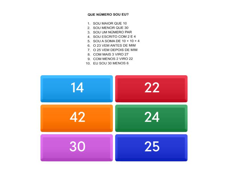 QUE NÚMERO EU SOU - Quiz