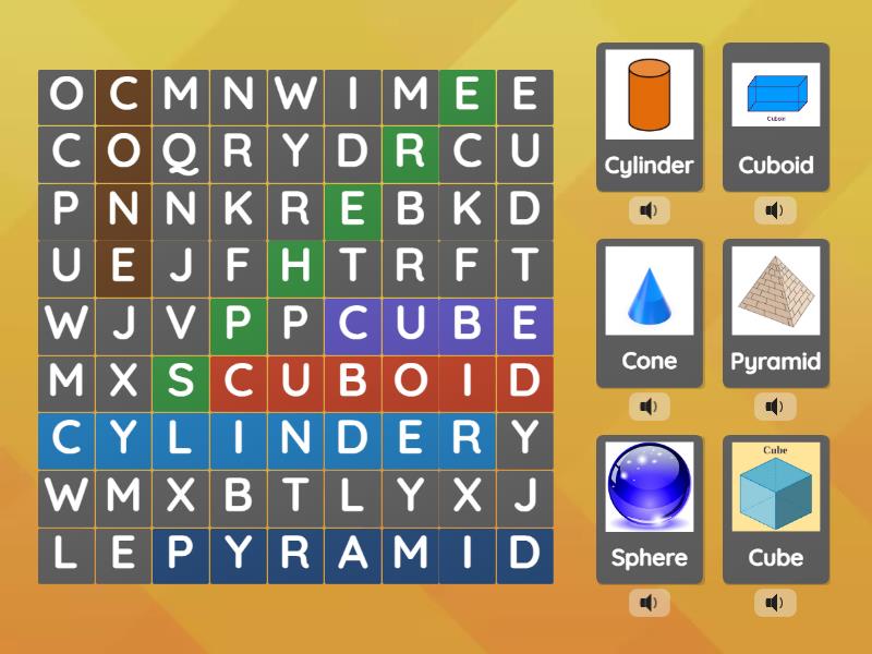 3D shapes - Wordsearch