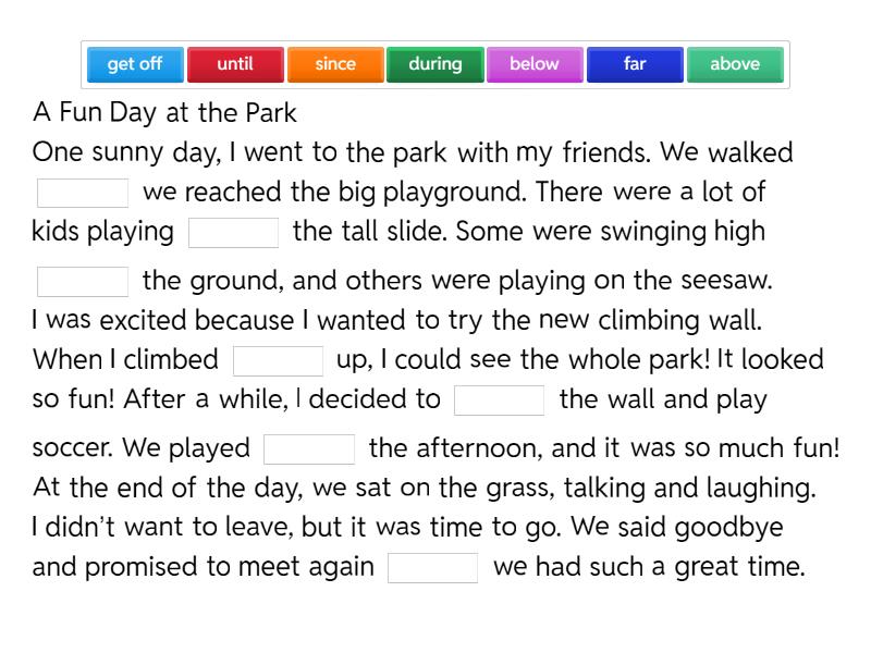 Prepositional phrases - Complete the sentence