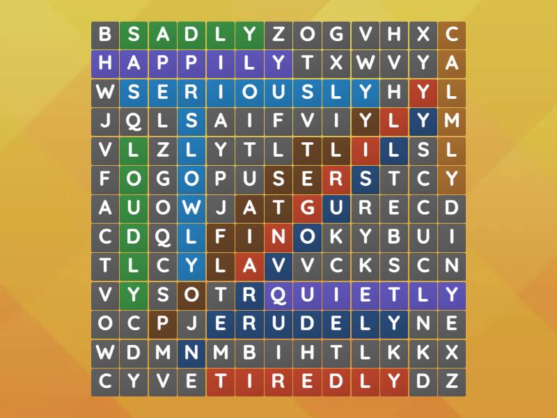 adverbs word search - Wordsearch