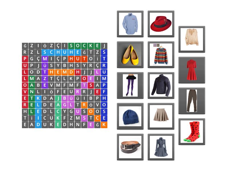 Die Kleidung - Wordsearch