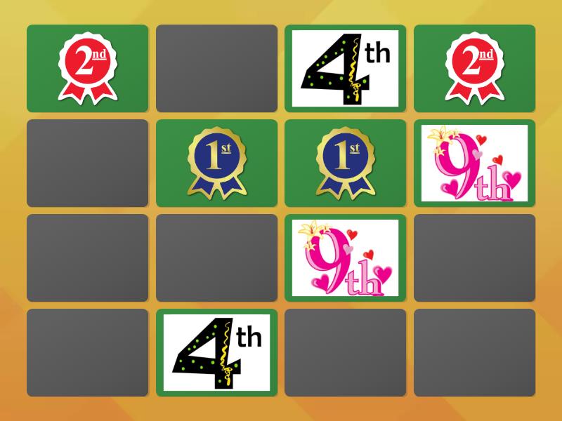 Match the Ordinal Number - Matching pairs