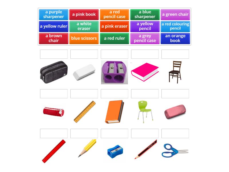grade 1/2 school supplies matching game - Match up