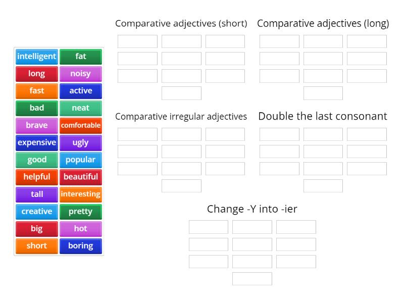 Comparative adjectives (irregular) - Group sort