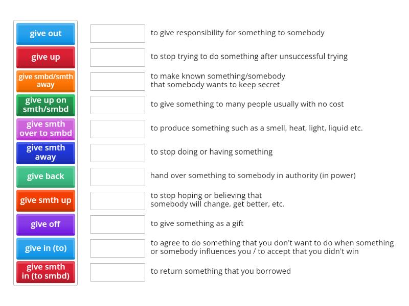 Phrasal verbs - GIVE - Match up