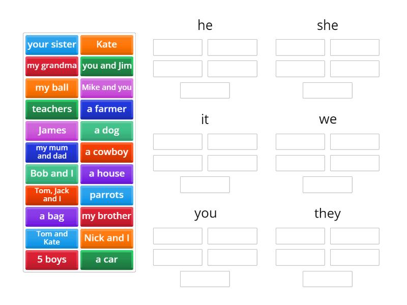FH2 Personal Pronouns (Subject Pronouns) - Group sort