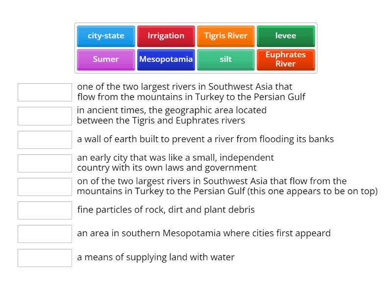 Lesson 4 Rise of Sumerian City-States - Match up