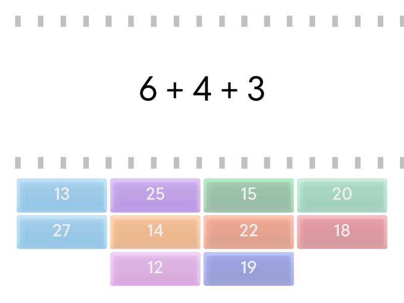 Mental Math- adding 3 or 4 addends - Find the match