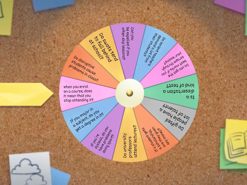 Warm-up Focus 4 unit 1 - Spin the wheel