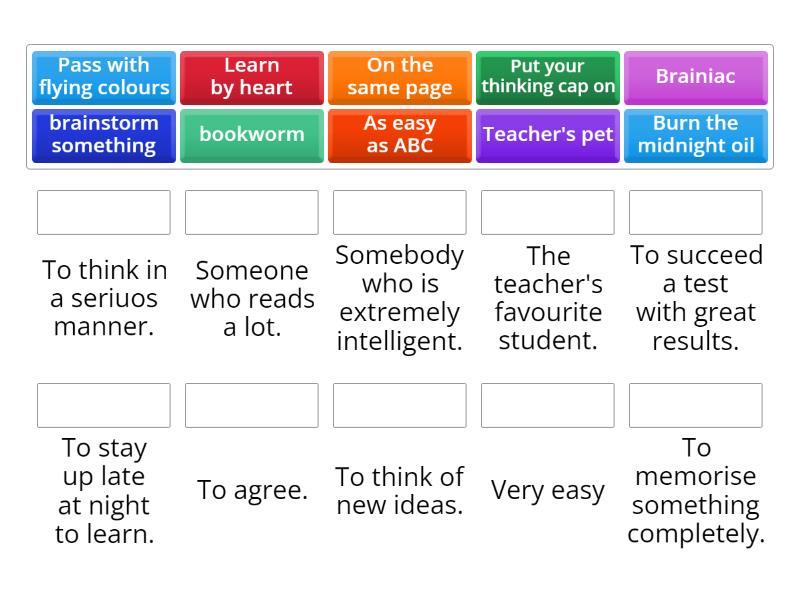 School Idioms - Match up