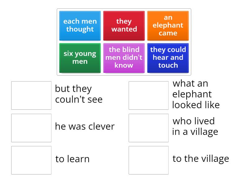 The blind men and the elephant - Match up