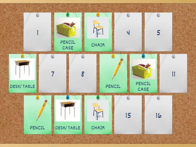 CLASSROOM OBJECTS 2 - Matching pairs