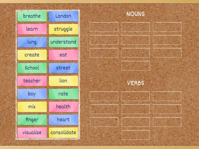 Session 11 Classifying Nouns and verbs - Group sort