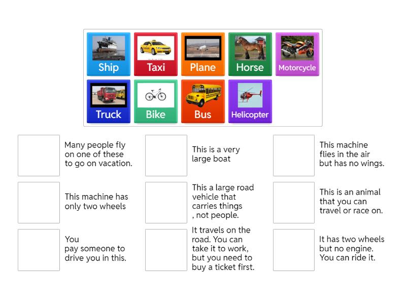 TRANSPORTATION - Match up