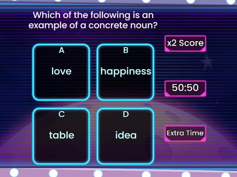 Nouns exercise - Gameshow quiz