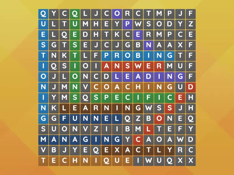 Questioning Techniques Wordsearch - Sopa de letras