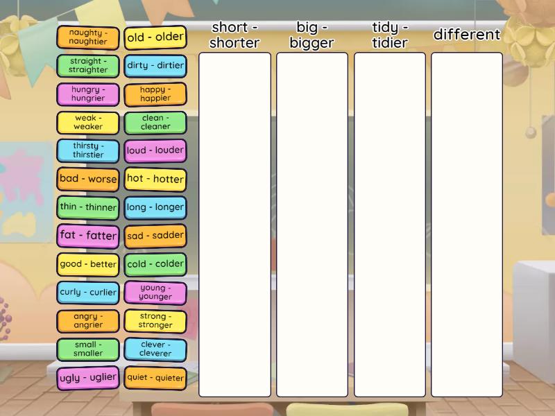 KB3 U7 Comparative adjectives groups - Group sort