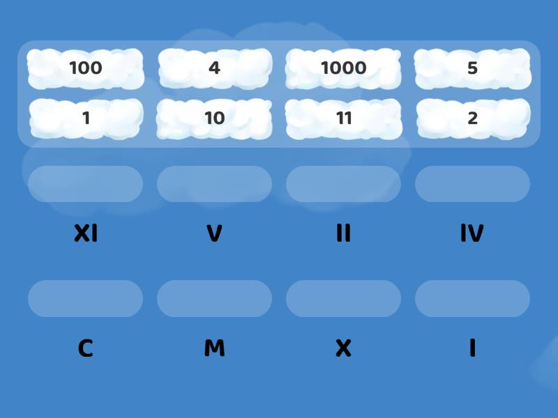 Roman Numerals - easy - Match up